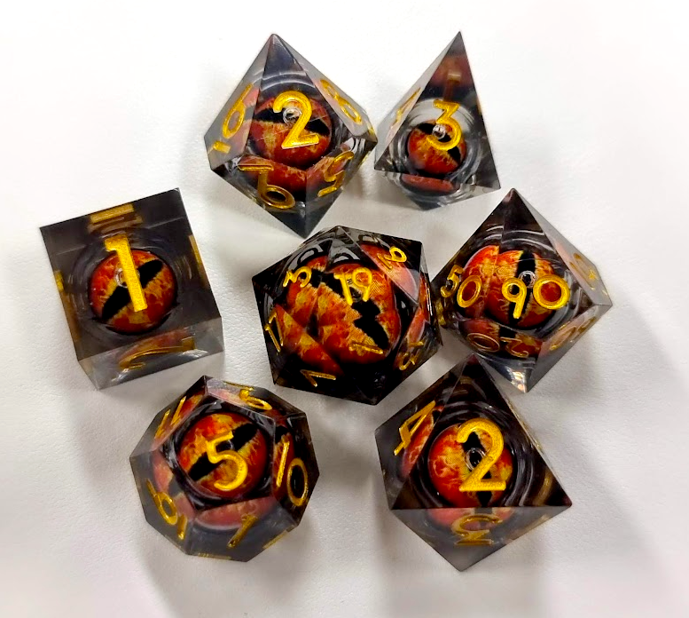 Red - Dragon-Eye Series - Liquid Core - Active Polyhedral Dice Set (7 ...