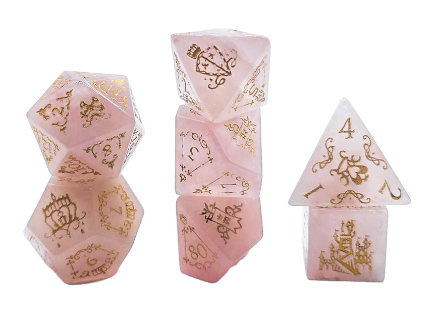 Royalty - Rose Quartz - Polyhedral Dice Set (7) - Level Up Dice – Mega ...
